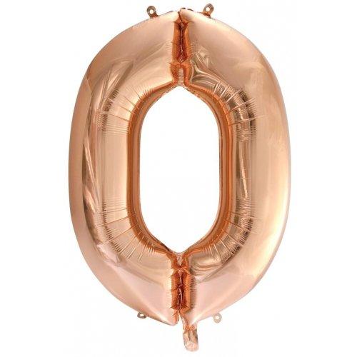 Balloon Foil Megaloon Number 0 Rose Gold 86cm